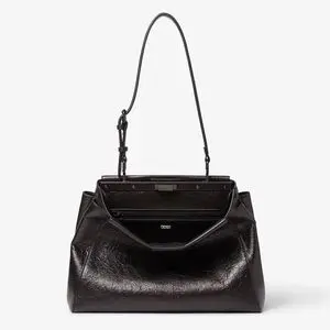 Fendi My Peekaboo Medium Crackled Black Leather Bag - [black]
